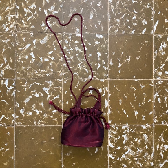 Bags | Vintage Metallic Burgundy Drawstring Mini Bag | Poshmark